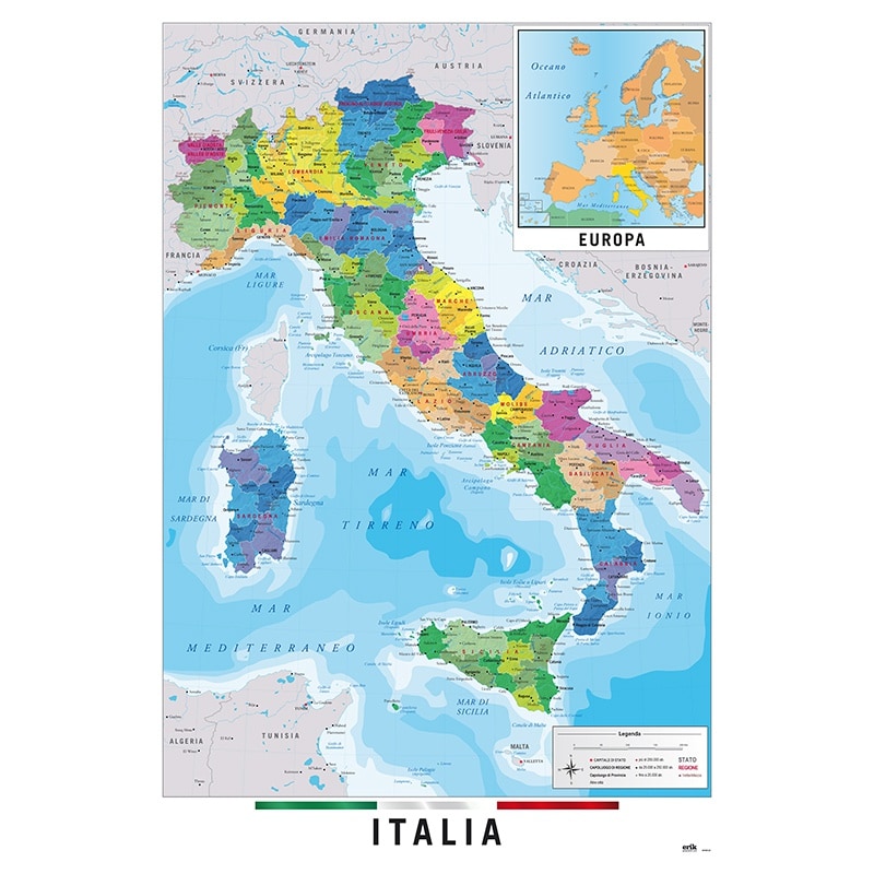 Comprar Poster Mapa Italia Fisico Politico Online Comprar Poster Mapa Italia Fisico Politico Online
